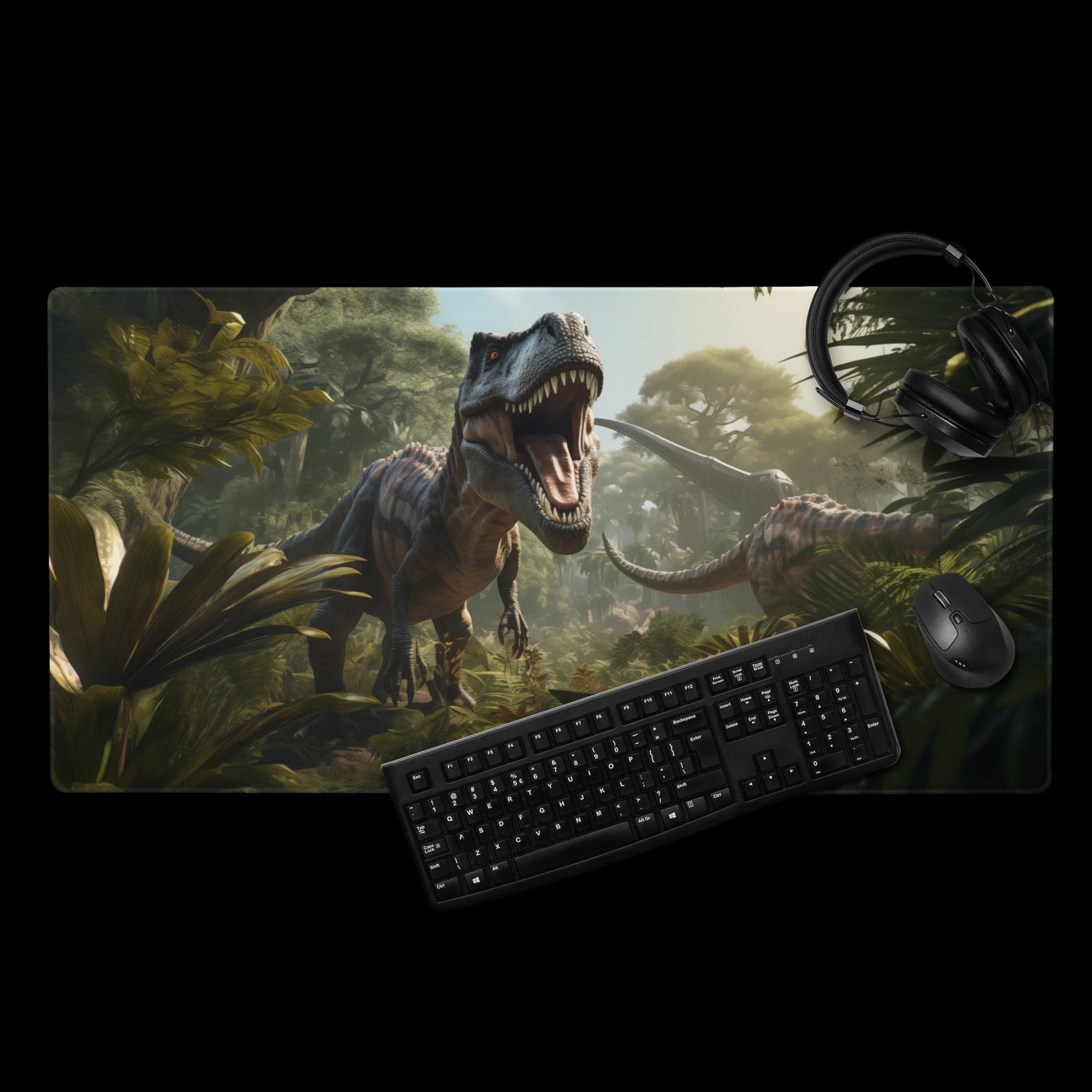 Dinosaur World Jungle Desk Mat Jurassic Rainforest Wildlife ...