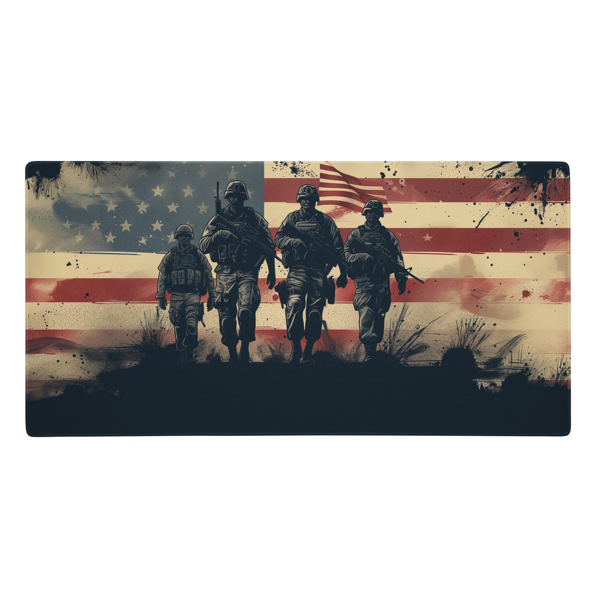 Military Desk Mat American Flag Soldier Design Patriotic Large Mouse ...