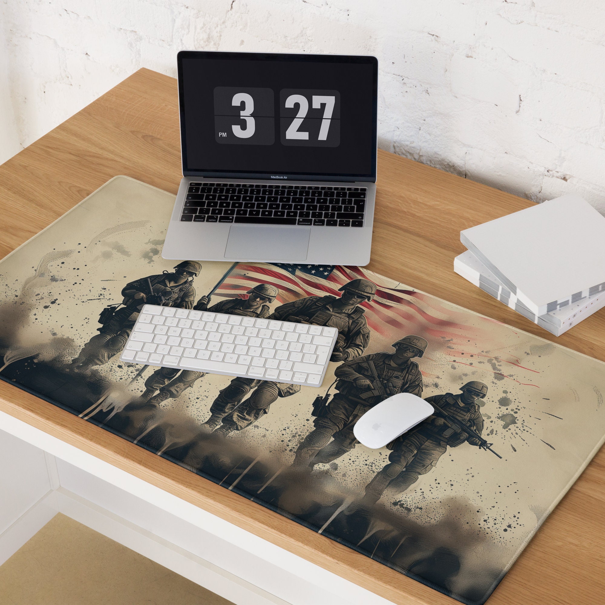 Military Desk Mat American Flag Soldier Design Patriotic Large Mouse ...