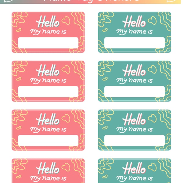 Name Tag Stickers - Etsy