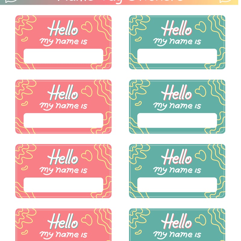 Name Tag Stickers - Etsy