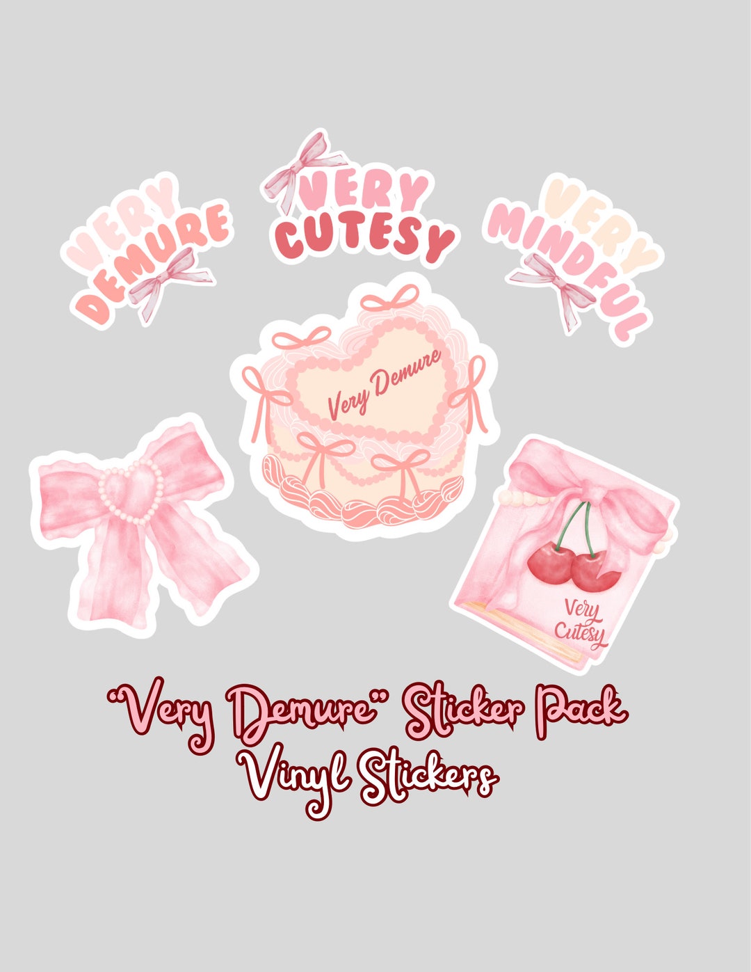 Very Demure Sticker Pack Coquette Aesthetic Laptop Stickers Vinyl ...