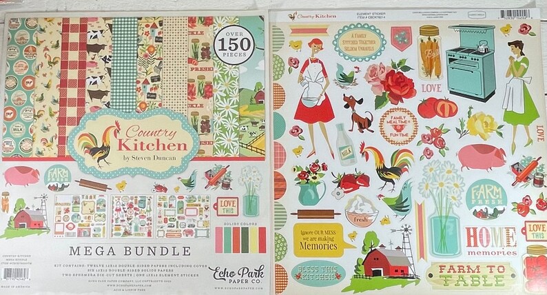 Country Kitchen Scrapbook Paper Kit 12x12 Mega Bundle Echo Park Paper ...