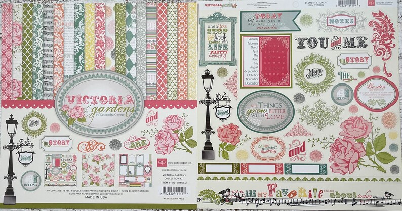 Victoria Garden Collection Scrapbook Paper Kit 12x12 - Etsy