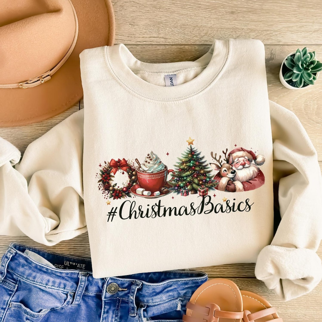 Christmas Basic Sweatshirt, Christmas Sweatshirt Women, Holiday ...