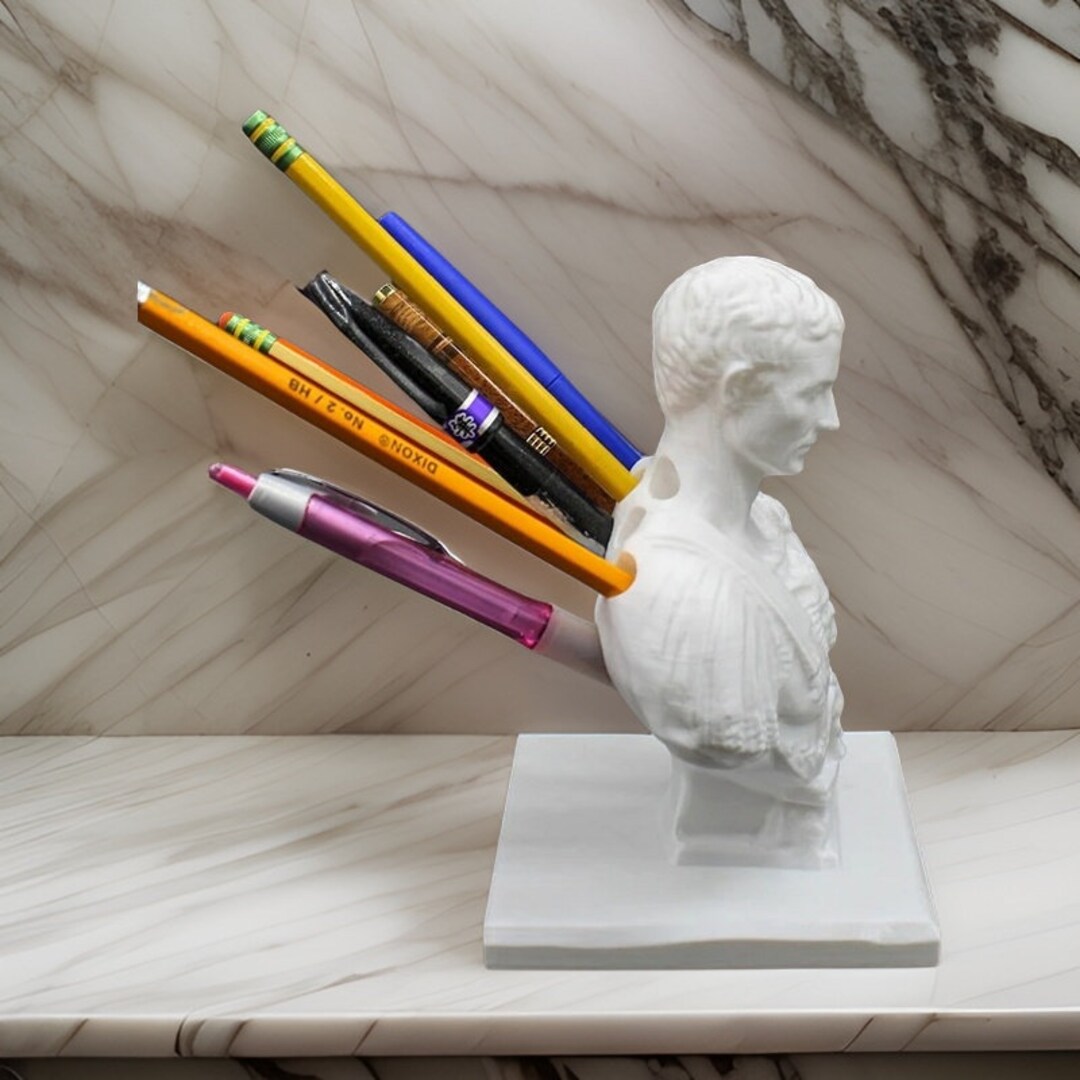Julius Caesar Statue Office Desk Pen Holder Office Desk Organizer Office Decor Pen Rack Gift ...