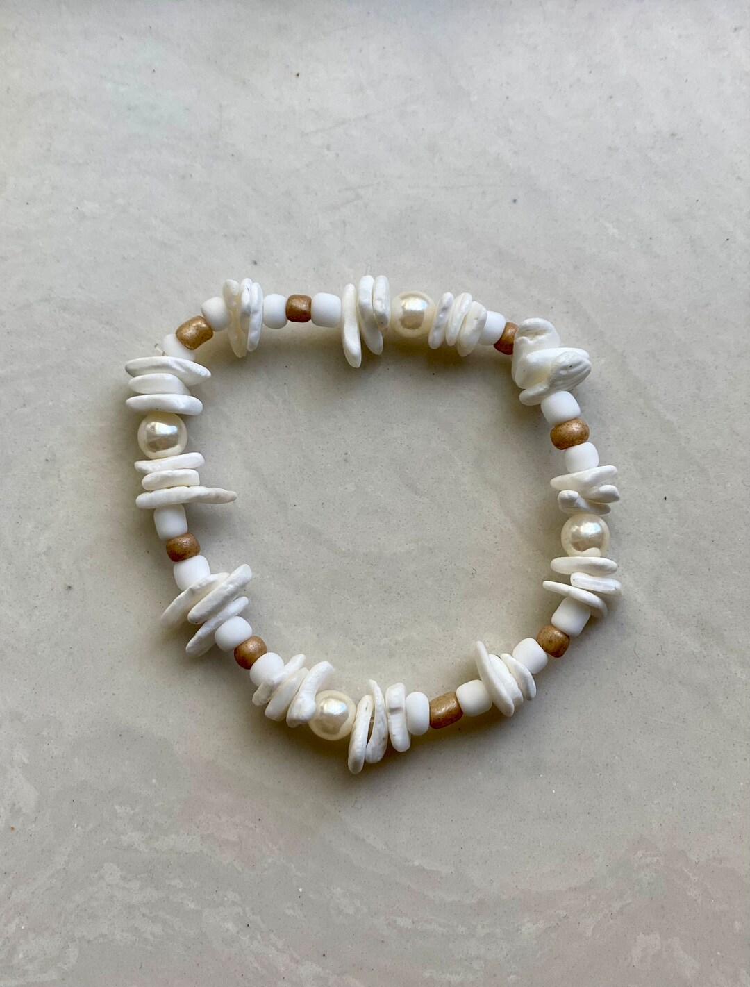 Puka Sea Shell Bracelet Handmade White and Brown Pukka Bracelet One of ...