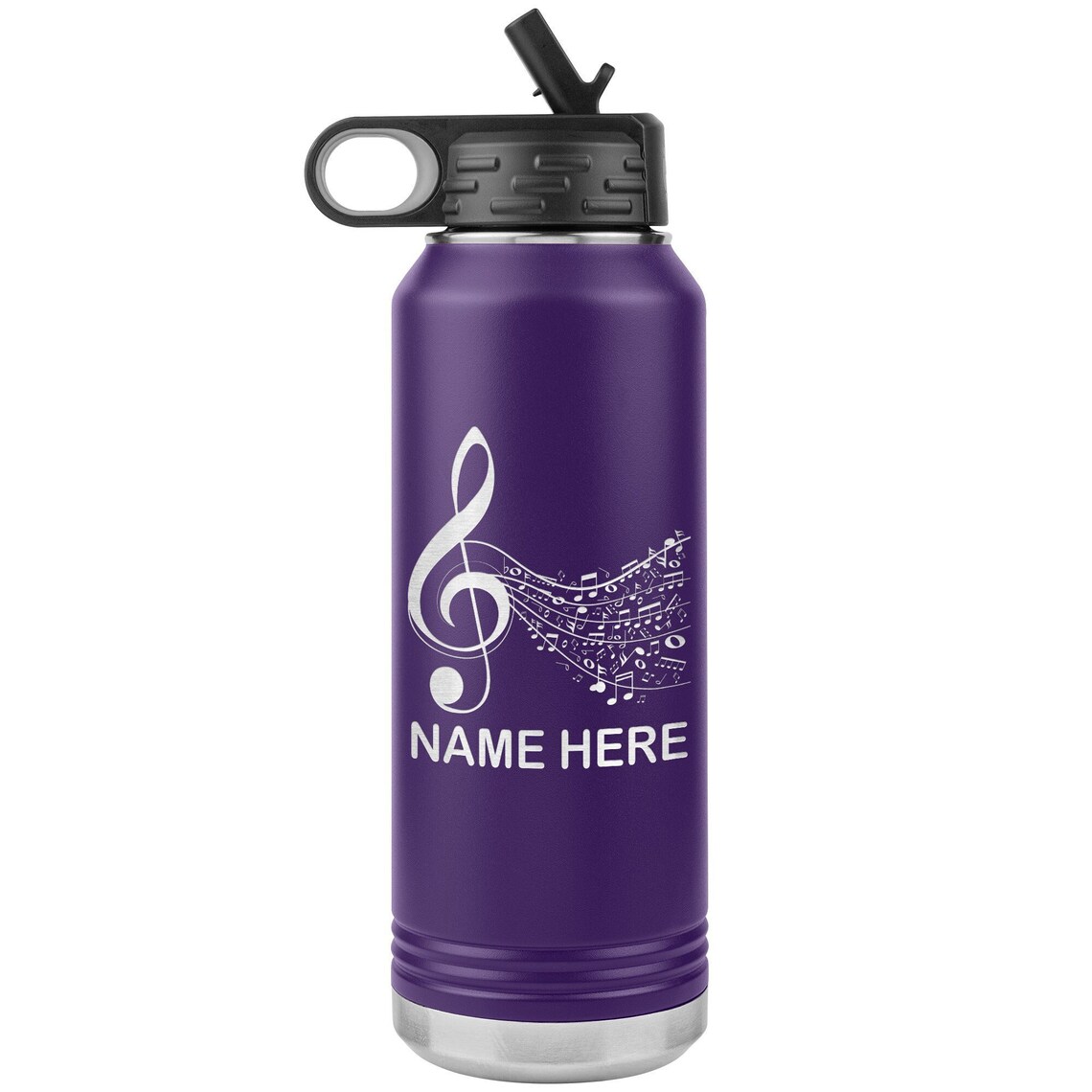 Custom Music Note With Name Water Bottle/music Teacher Water Bottle ...