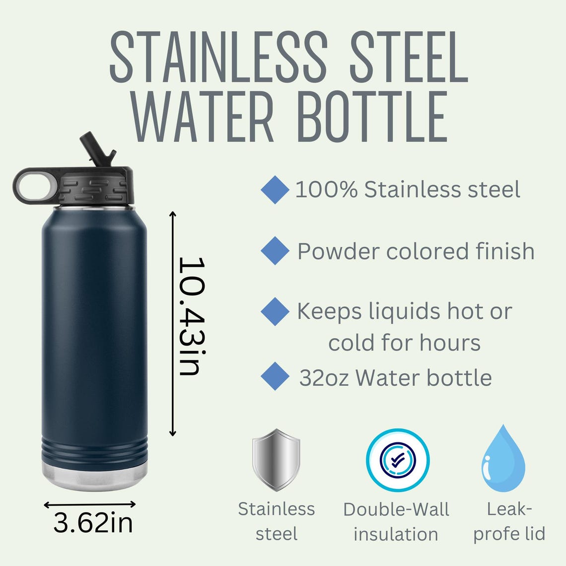 Personalized Swim Team Water Bottle | Laser Etched Stainless Steel 32oz ...