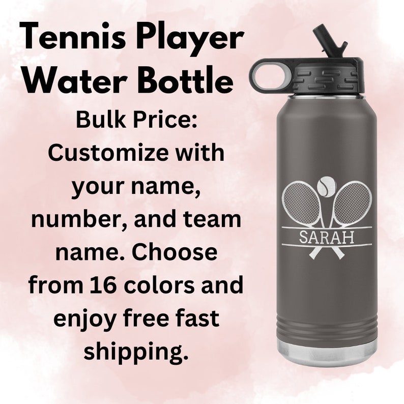 Custom Laser Etched Tennis Team Water Bottle: Personalized Athlete Gift ...