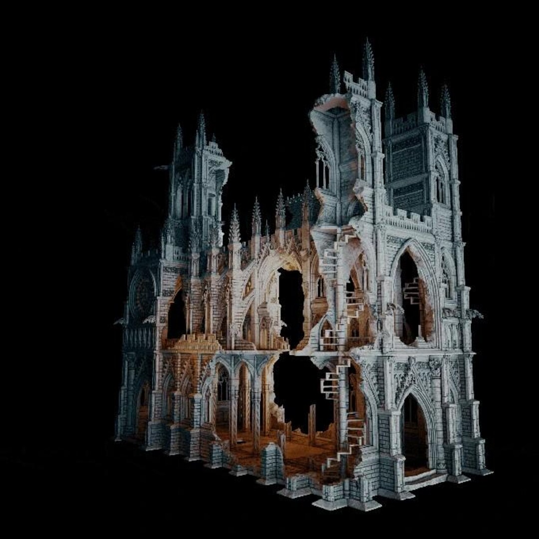 28mm Ruined Cathedral Gothic Church for Warhammer 40K & Dungeons and ...