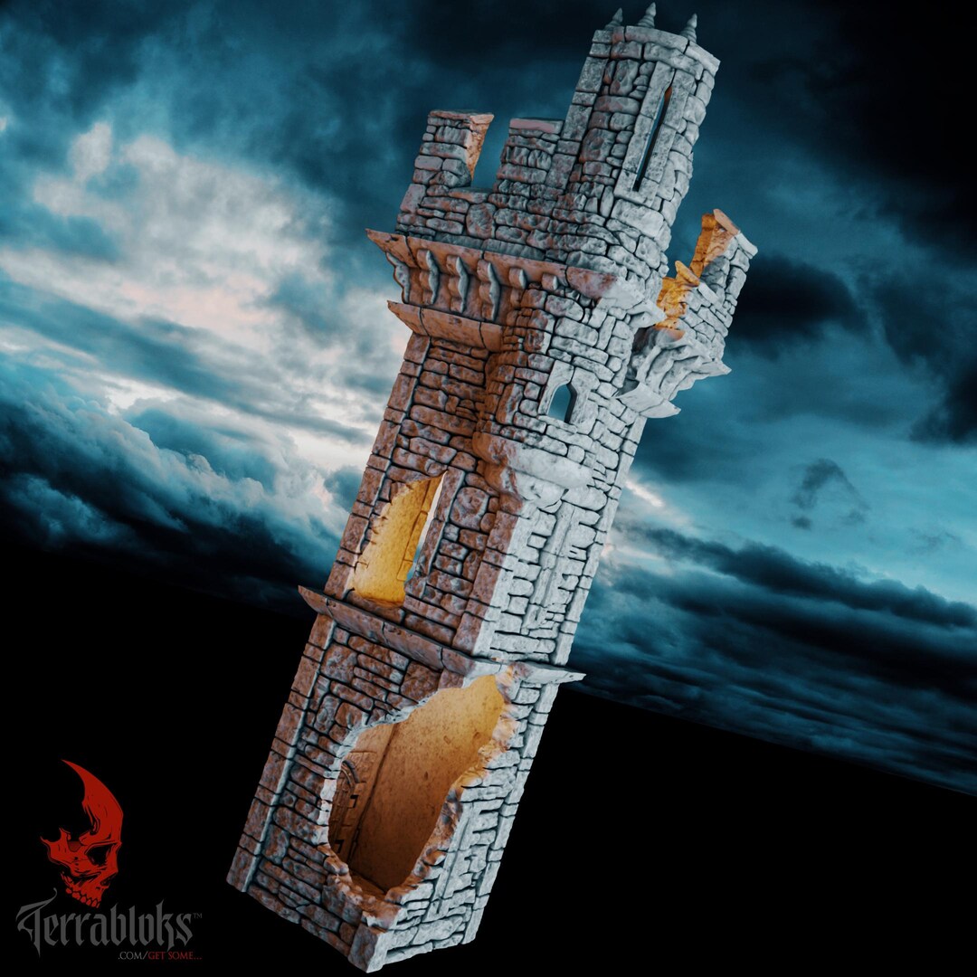 28/32mm Scale Ruined Watch Tower Guard Tower Model Terrain for Rpgs ...