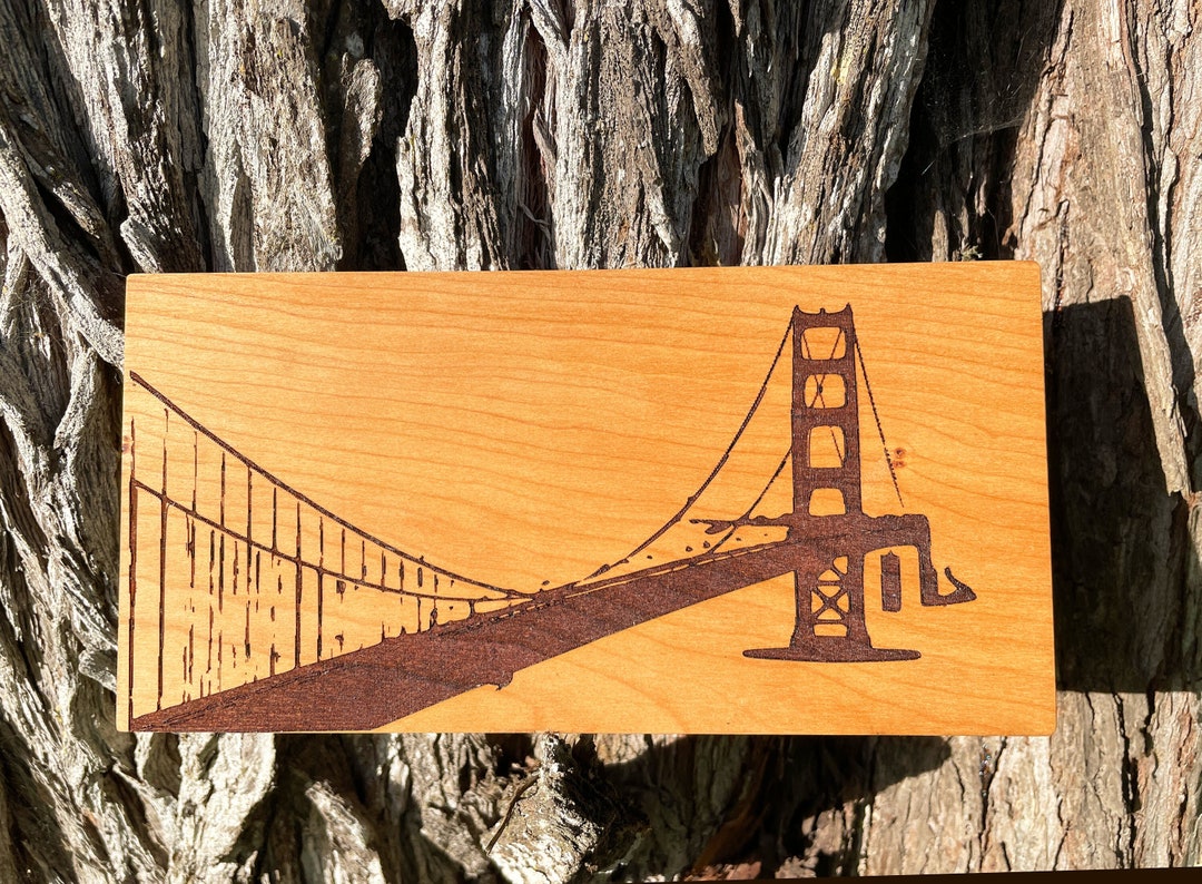 Golden Gate Bridge Cherry Wood Art - Etsy