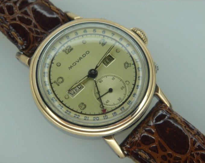 Movado Triple Calendar 18KT Gold Filled Mens Vintage Watch 1950's - Etsy