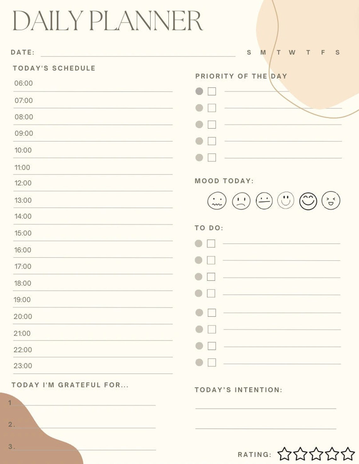 Daily to Do List Printable, Instant Download, Minimal Productivity ...