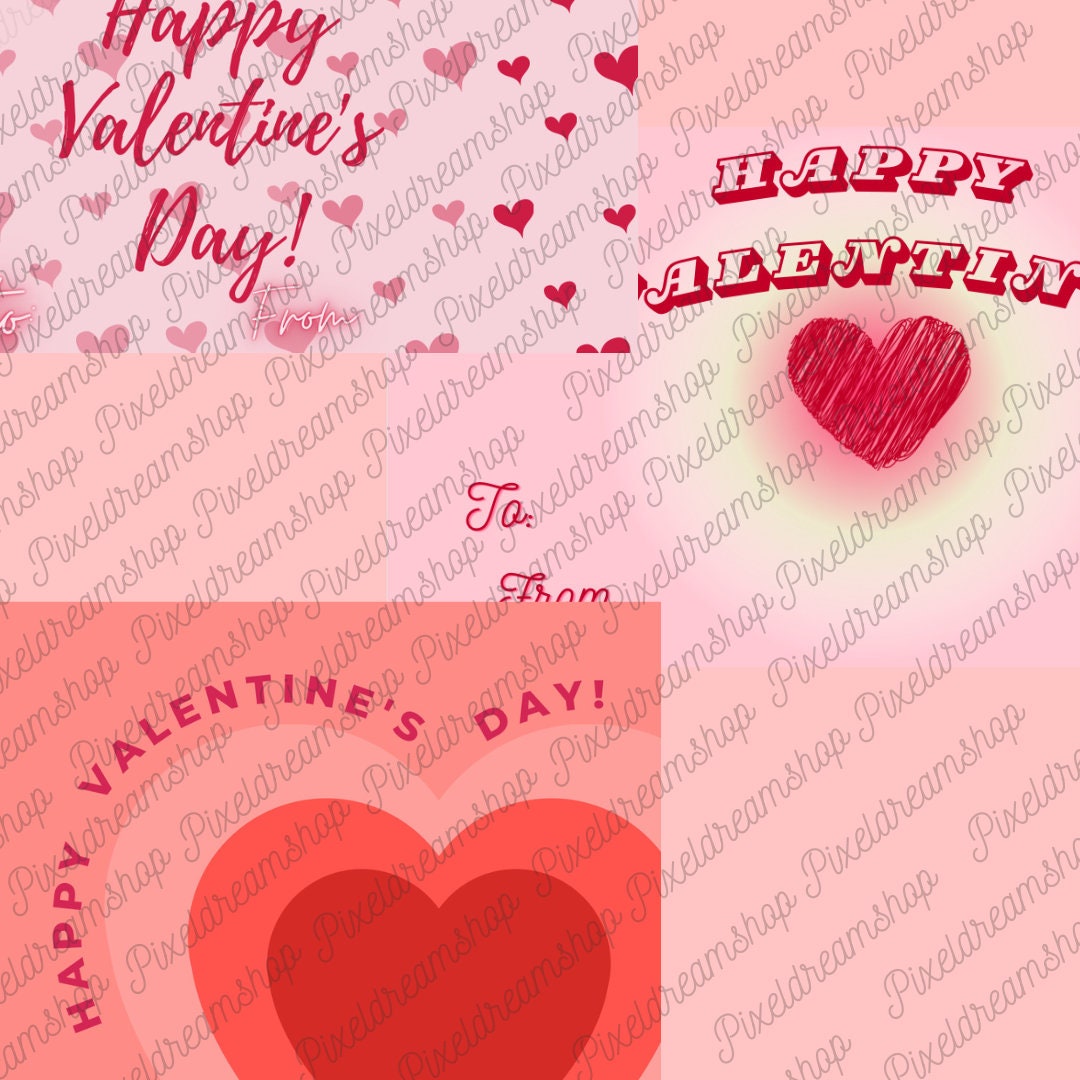 Hearts Valentines Day Digital Cards - Etsy