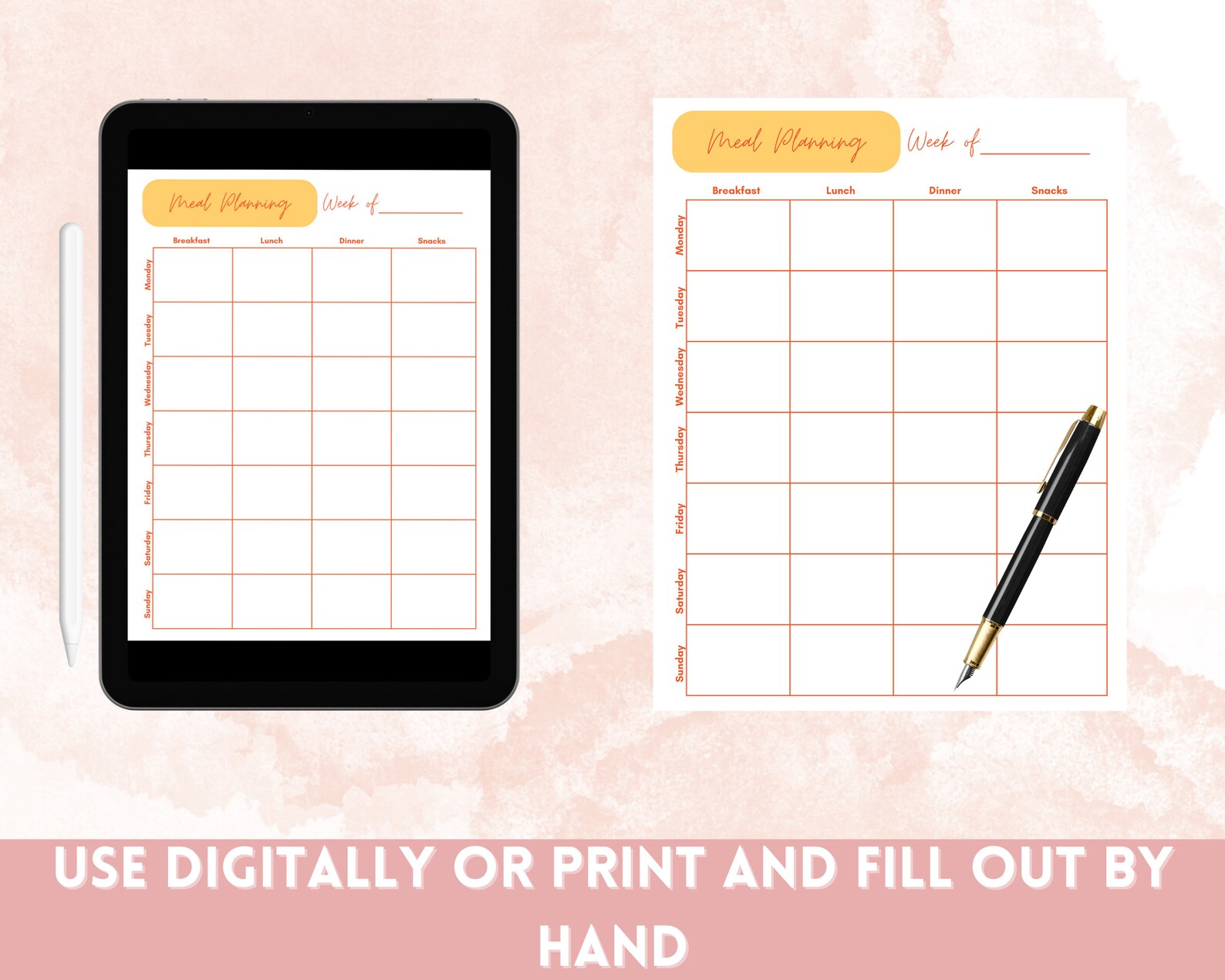 Printable Meal Planner 3 Sizes: Letter, A4, A5 Meal Prep, Meal Plan, A5 ...