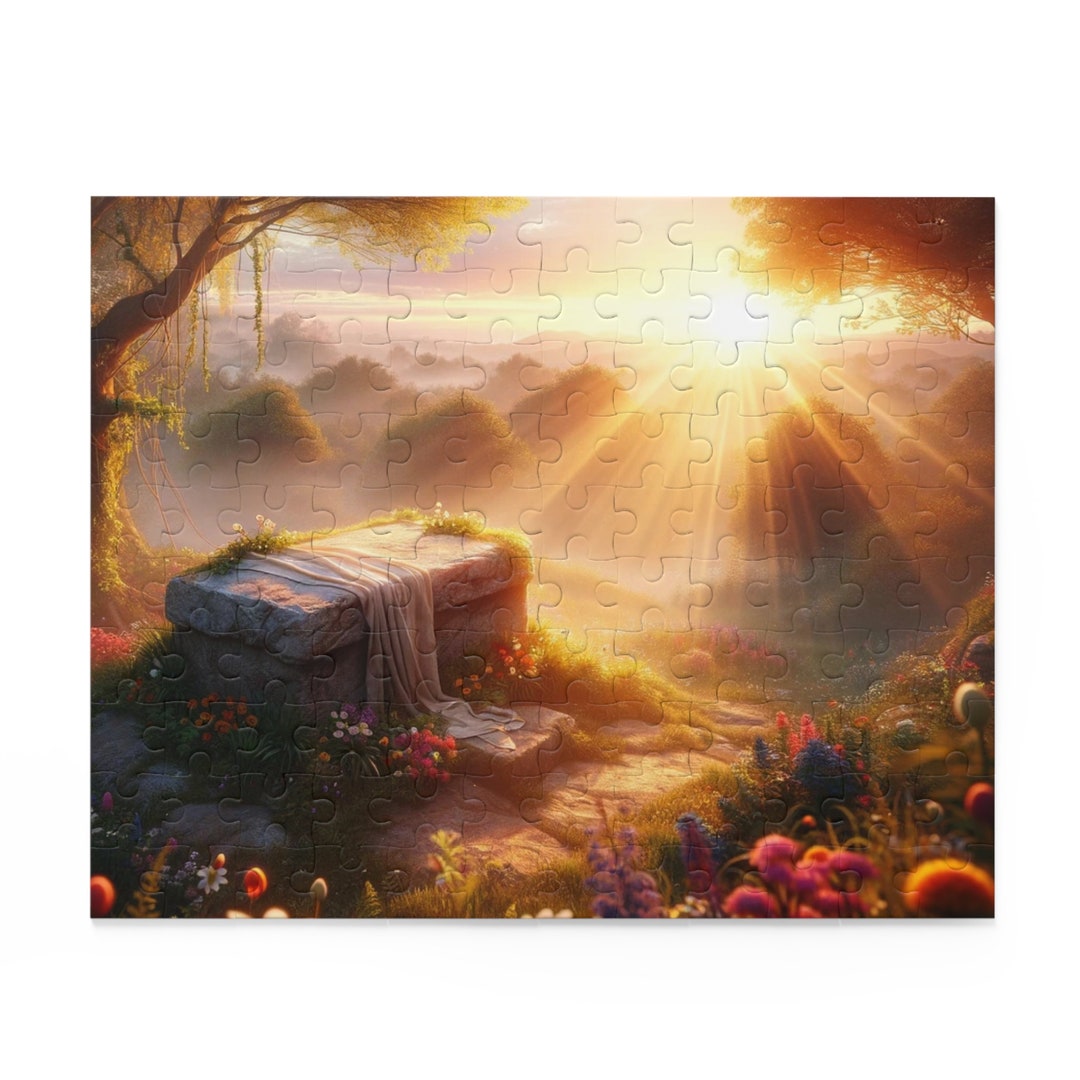 Serene Sunrise Scene Puzzle (120, 252, 500-piece) Sunrise Art, Easter ...