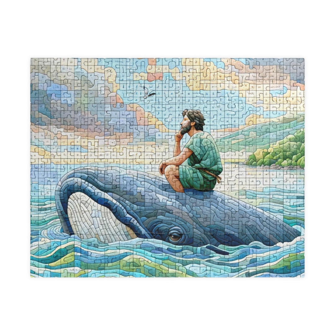 Jonah the Whale Puzzle Mosaic Style, Christ Puzzle, Bible Puzzle, Jesus ...