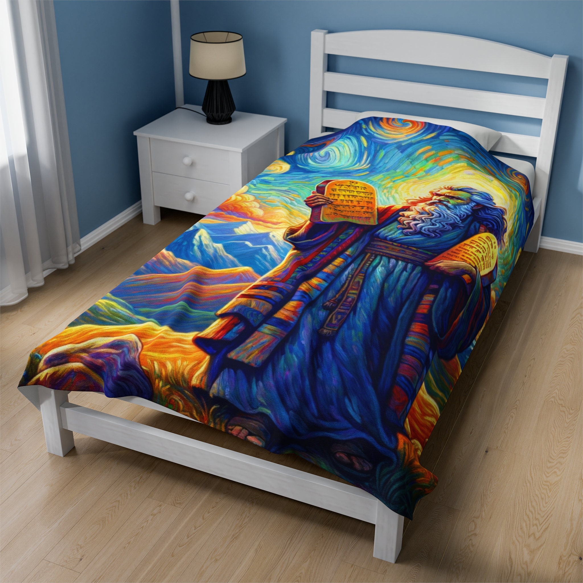 Moses and the Ten Commandments Velveteen Throw - Jesus Blanket ...