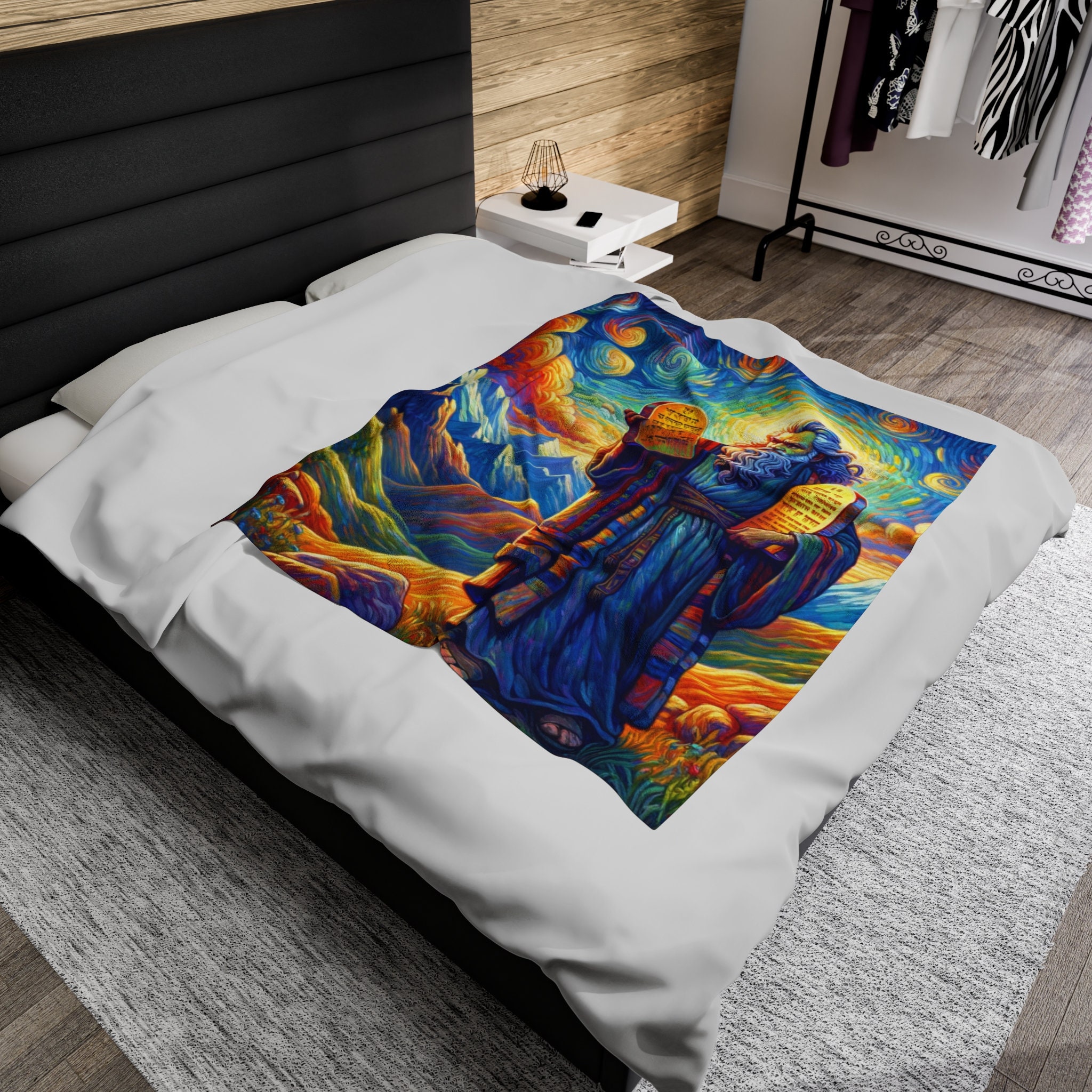 Moses and the Ten Commandments Velveteen Throw - Jesus Blanket ...