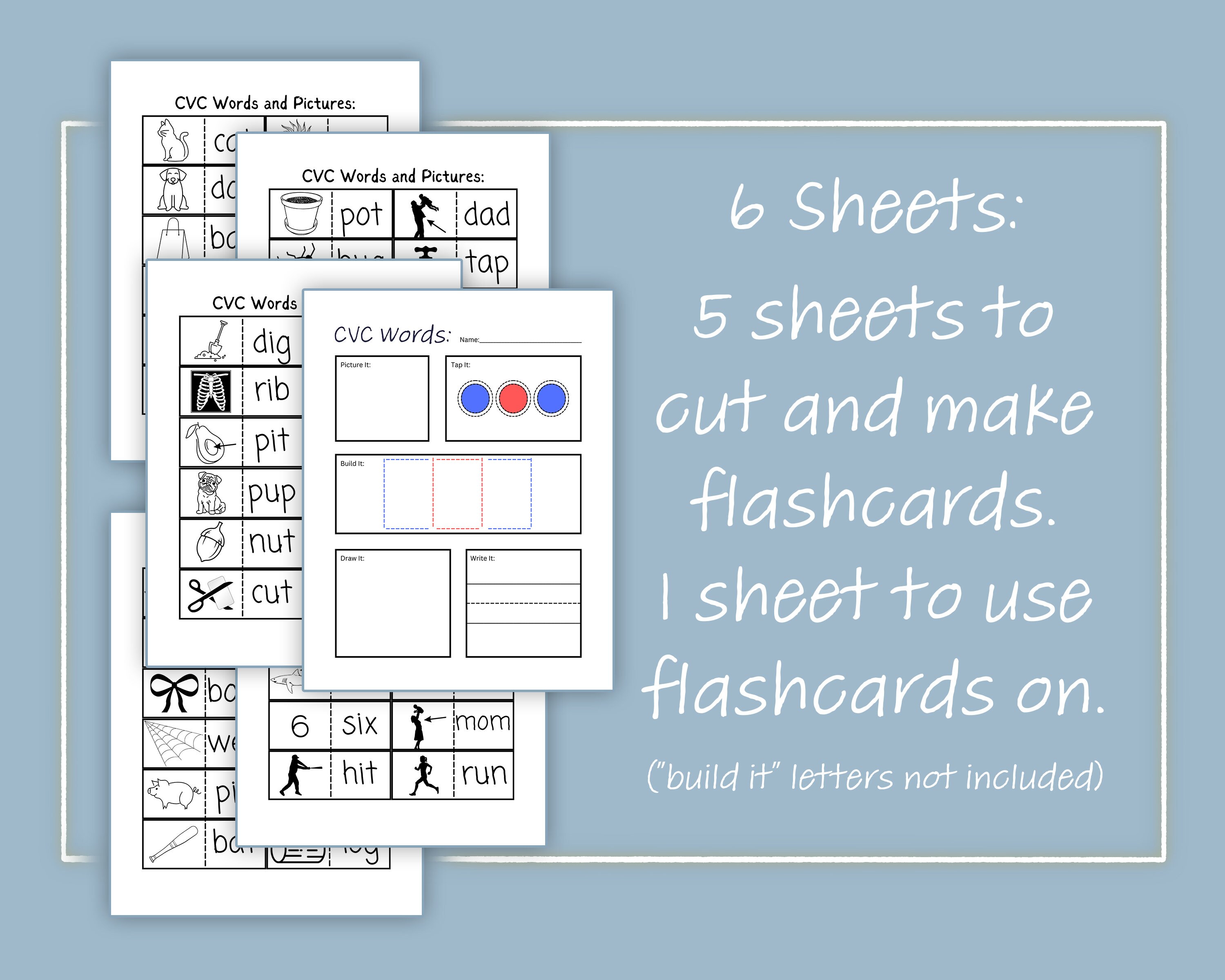 CVC Words Worksheets, Learning to Read, Homeschool, Kindergarten ...