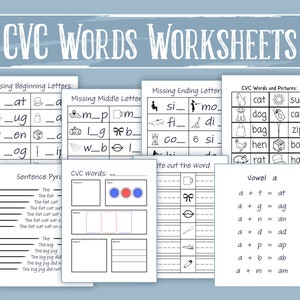 CVC Words Worksheets, Learning to Read, Homeschool, Kindergarten ...
