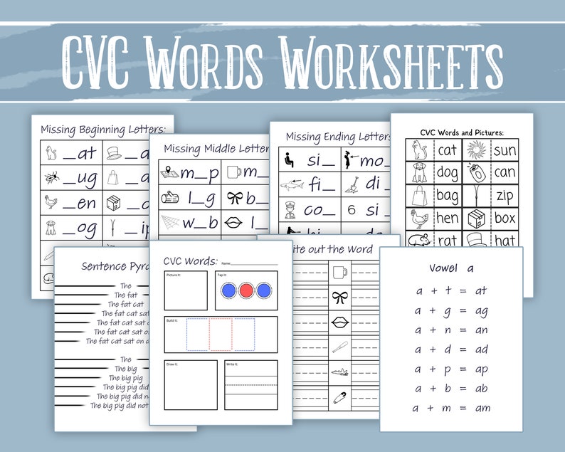 CVC Words Worksheets, Learning to Read, Homeschool, Kindergarten ...