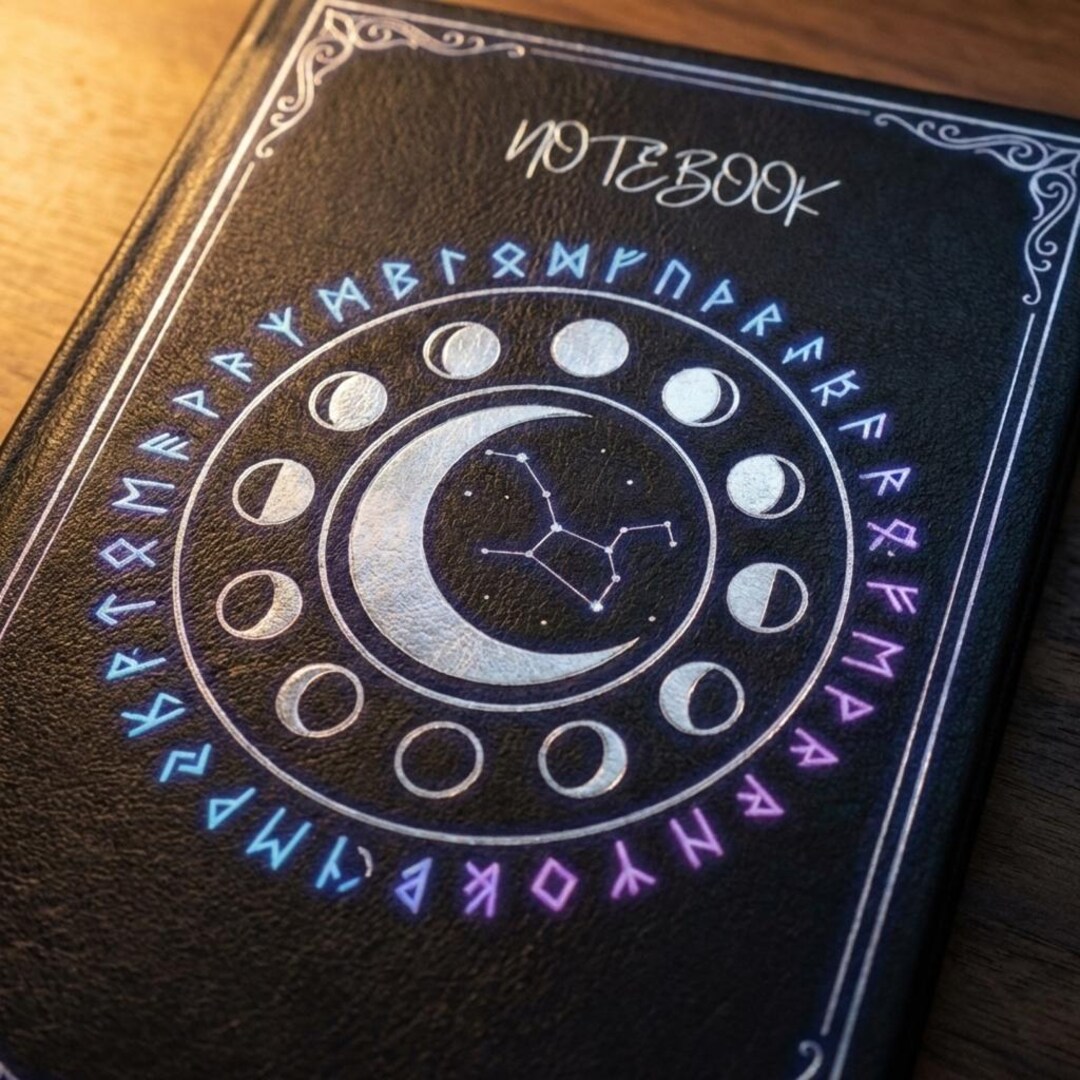 Moon Phases Constellation Spiral Journal | Rune Circle Notebook - Etsy