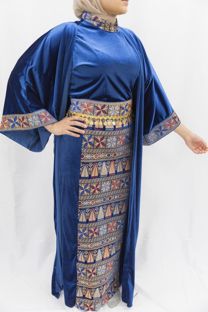 Velvet 3-piece Modern Tatreez Thobe With Coin Belt - Etsy
