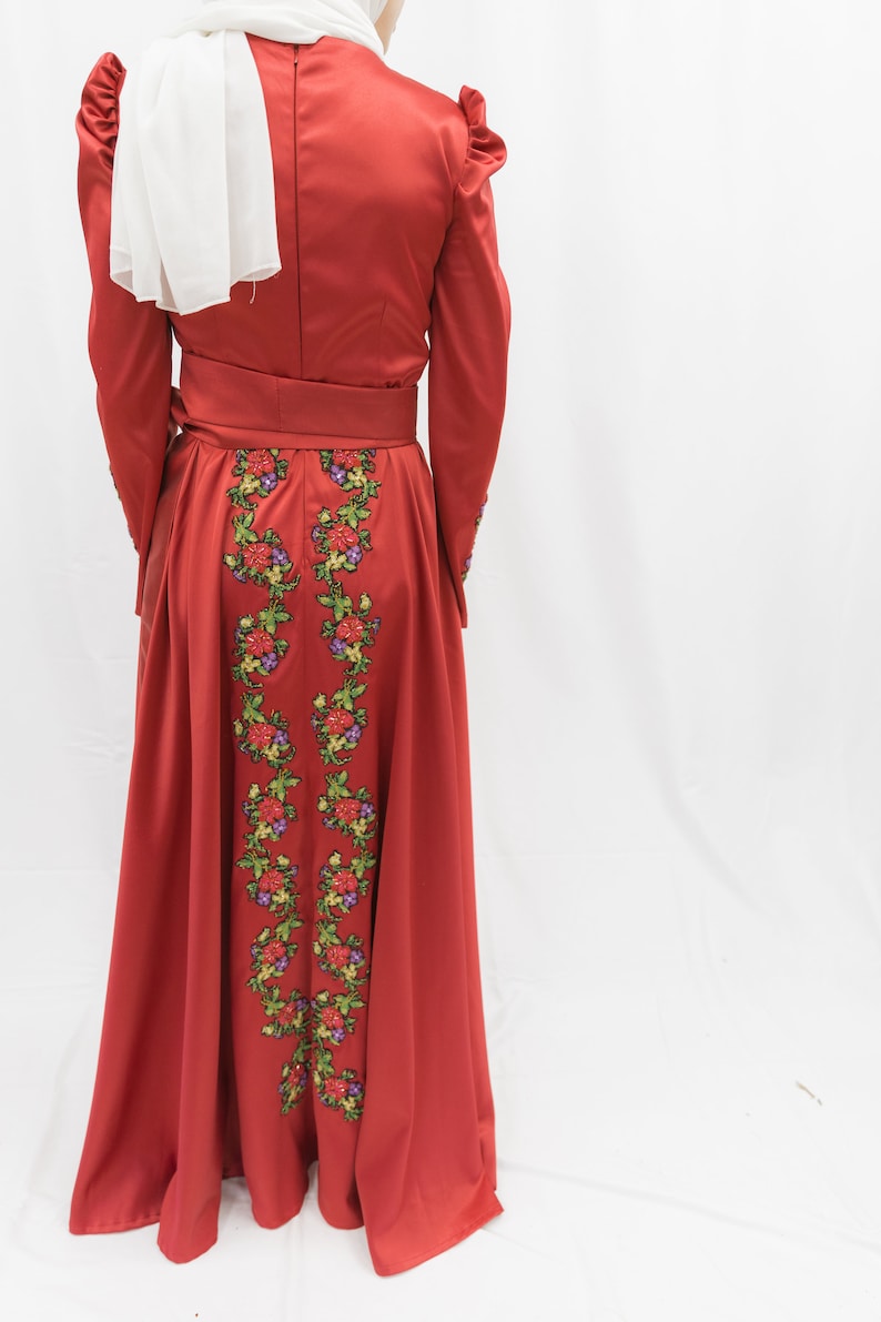 Handmade One-of-a-kind Satin Tatreez Dress - Etsy