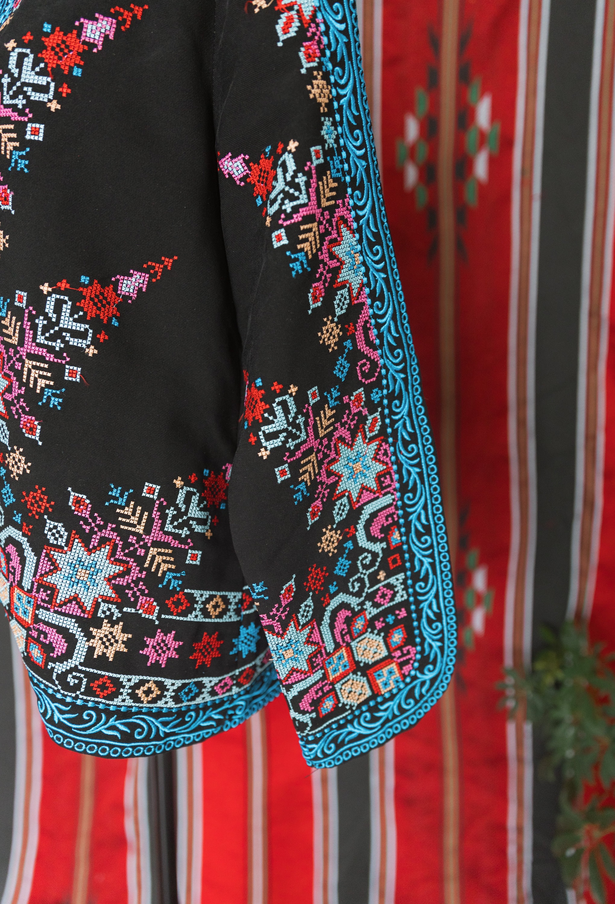 Black Tatreez Jacket (red Blue & Pink) - Etsy