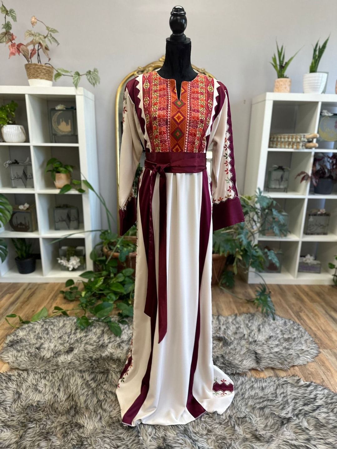 Modern One-of-a-kind Palestinian Thobe With Matching Satin Belt - Etsy