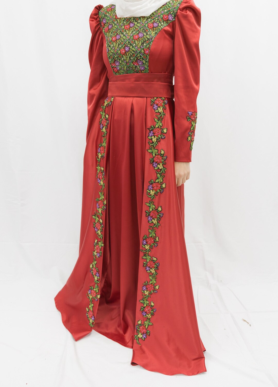 Handmade One-of-a-kind Satin Tatreez Dress - Etsy