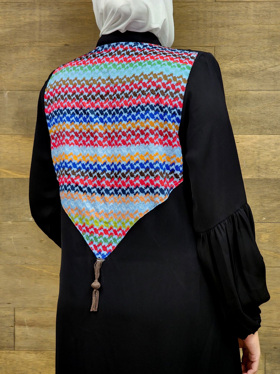 Abaya With Colored Keffiyeh Back Accent - Etsy