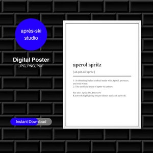 Aperol Spritz Definition Print Printable Wall Art. Après-ski Studio ...