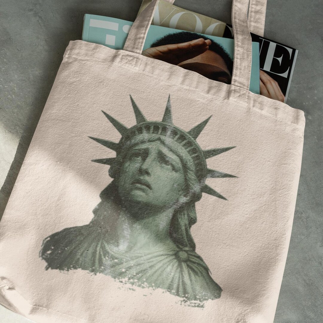 Crying Lady Liberty Tote Bag, Pro Democracy Canvas Tote, Anti Trump ...
