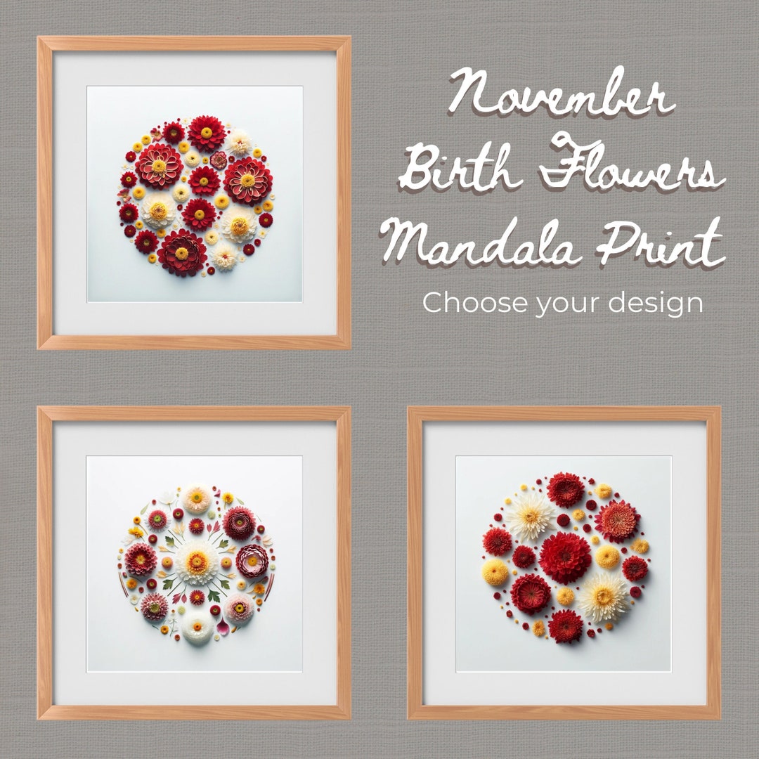 Personalized November Birth Flower Art Print Pressed Flowers ...