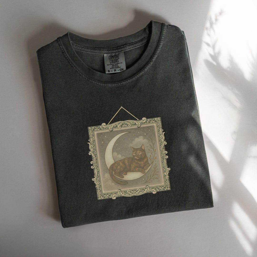 Tortoiseshell Cat Moon Shirt, Cottagecore Cat Tee, Comfort Colors ...