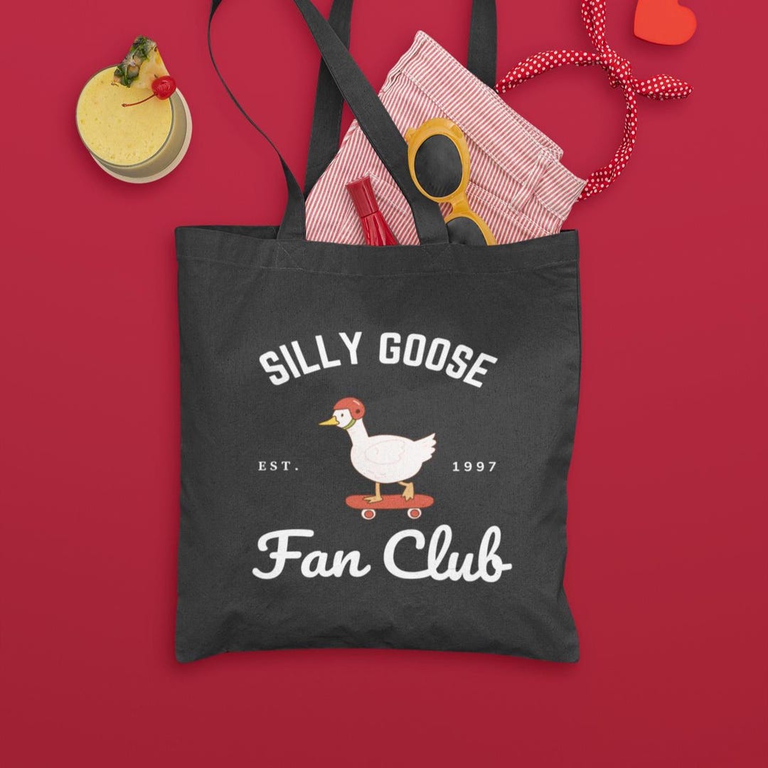 Silly Goose Fan Club Tote Bag, Funny Goose Canvas Bag, Cottagecore ...