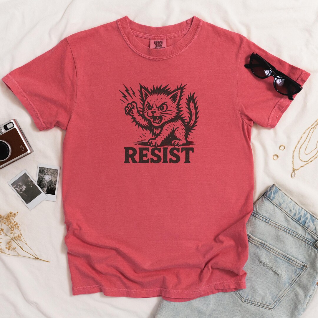 Resist Cat Tshirt - Punk Pussycat, Feminist Cat Resist Shirt, Female ...