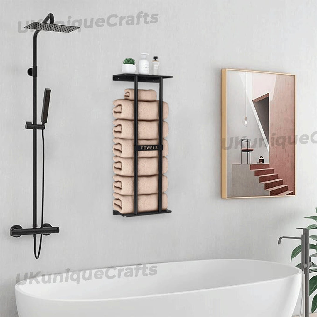 Metal Bathroom Towel Rack With Shelf Unique Towel Rack Towel Storage ...