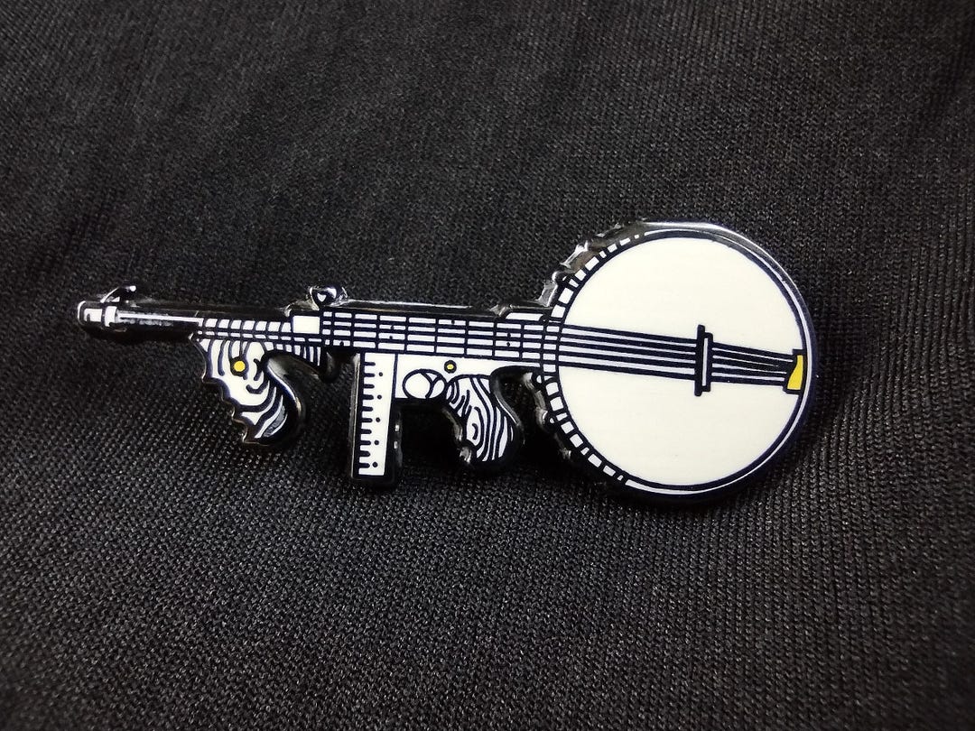 Banjo Blaster Enamel Pin ~ Bluegrass Tommy Gun Pins - Etsy