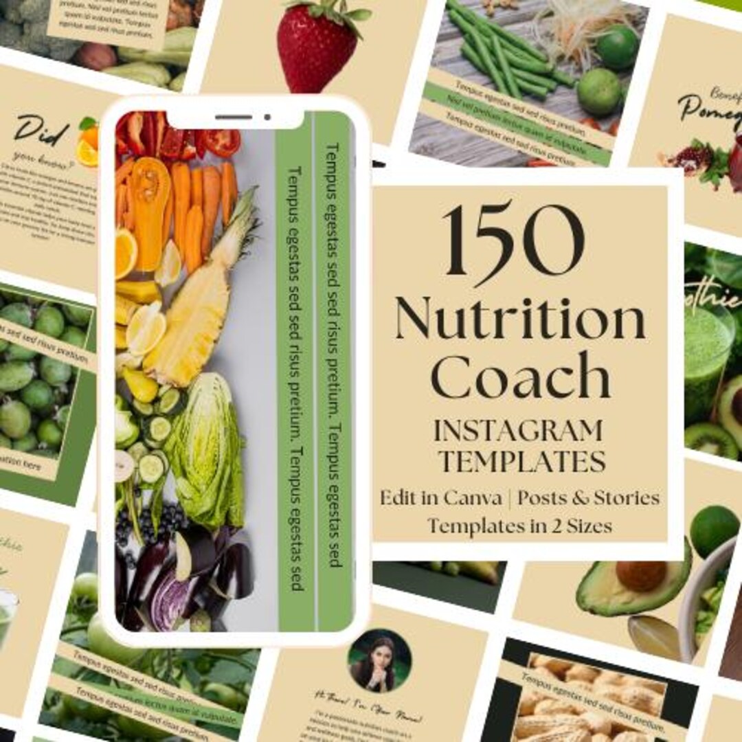 Nutrition Coach Instagram Templates | 150 Canva Social Media Posts ...