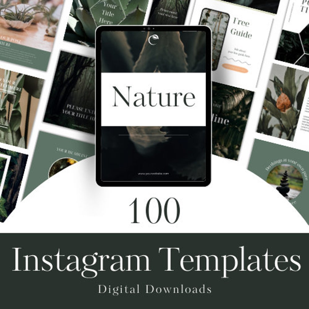 100 Instagram Posts - Green Nature Theme - Instagram Templates - Social ...