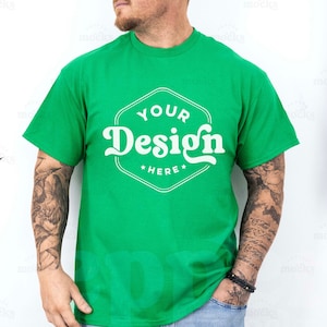 Gildan 5000 Irish Green T-shirt Mockup | Male G500 Tshirt Mock-up ...