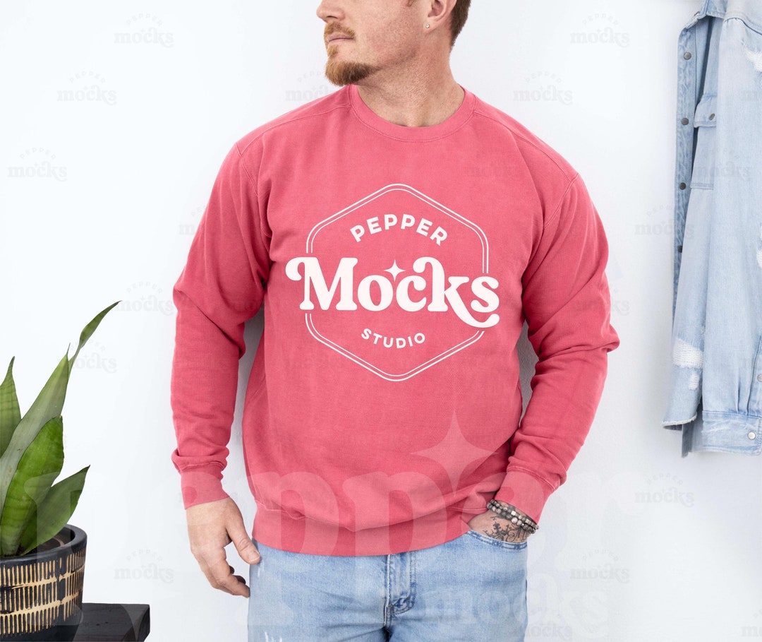 Comfort Colors 1566 Watermelon Sweatshirt Mockup | Mens Crewneck ...