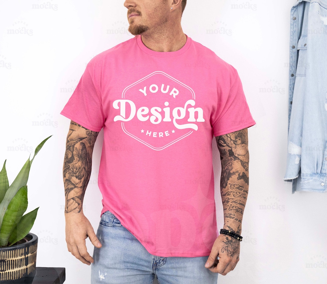 Gildan 5000 Azalea T-shirt Mockup Male G640 Tshirt Mock-up Real Human ...