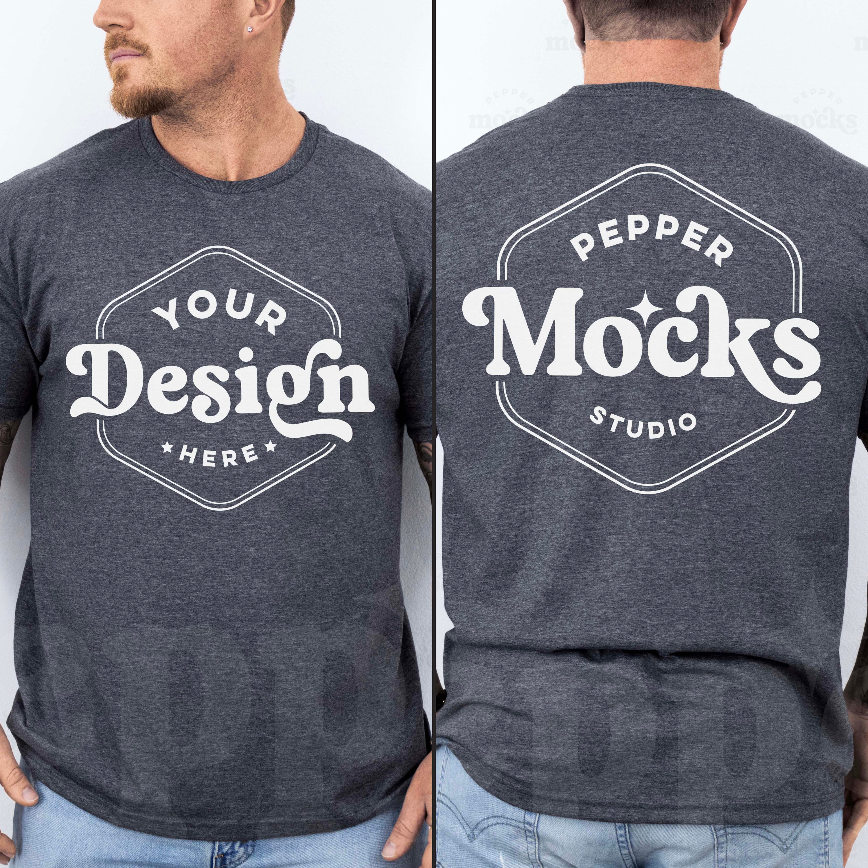 Gildan 64000 Dark Heather T-shirt Mockup | Mens G640 Tshirt Mock-up ...