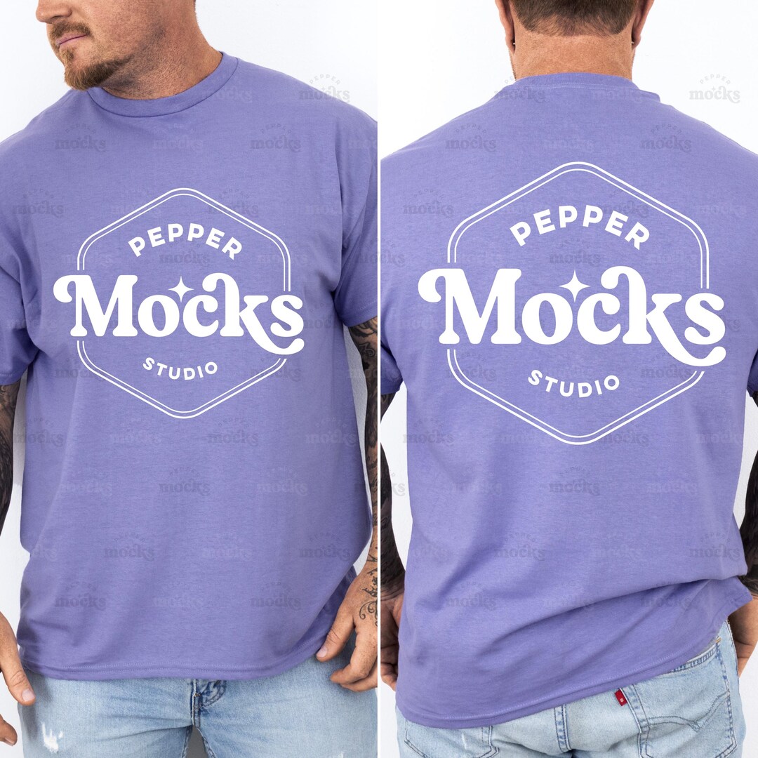 Gildan 5000 Violet Split View T-shirt Mockup | Mens G500 Tshirt Mock-up ...